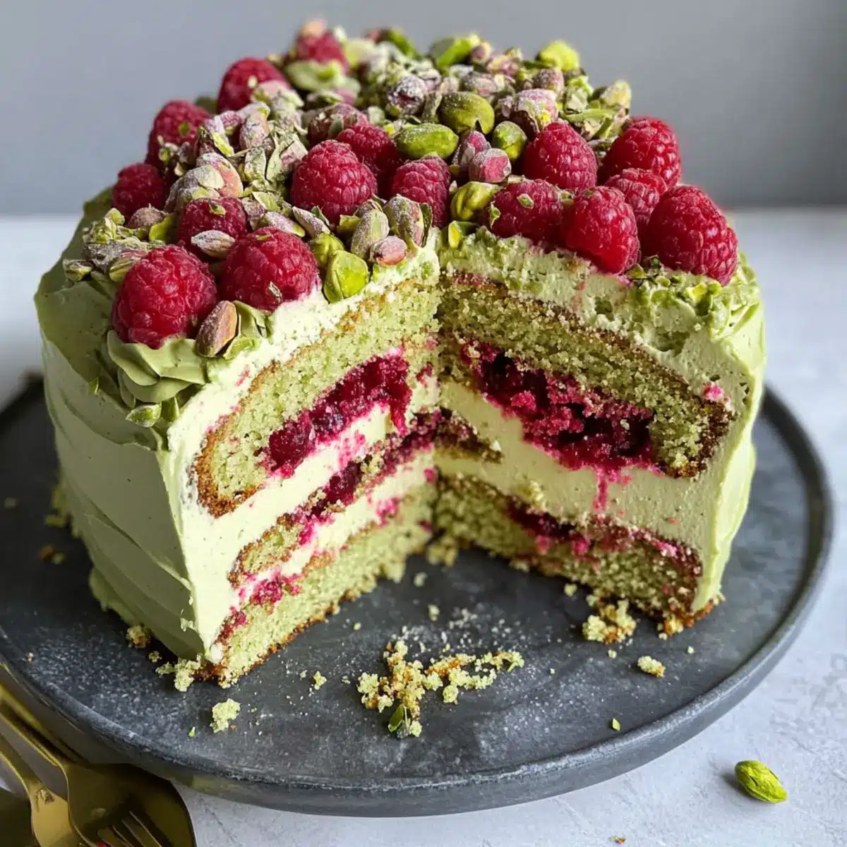 Irresistible Pistachio Raspberry Cake – Delicious Nutty Layers